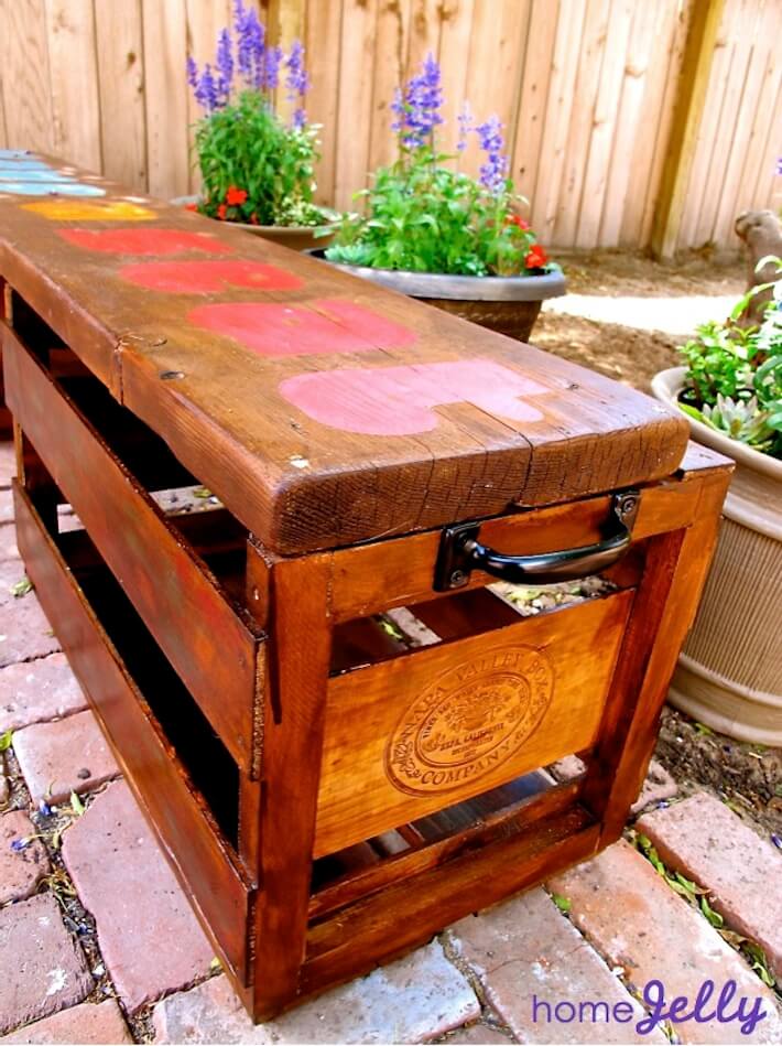 Reclaimed Wood and Crates Park Bench...Have A Seat! - HomeJelly