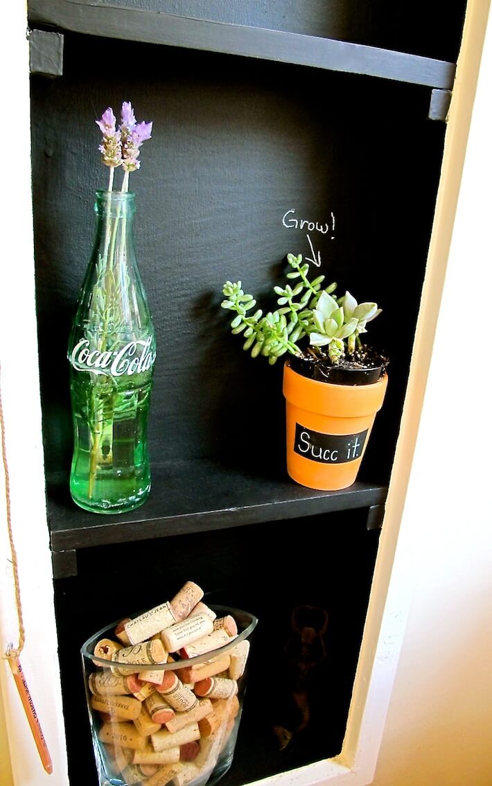 Makeover: Quirky Kitchen Chalkboard Shelving - HomeJelly