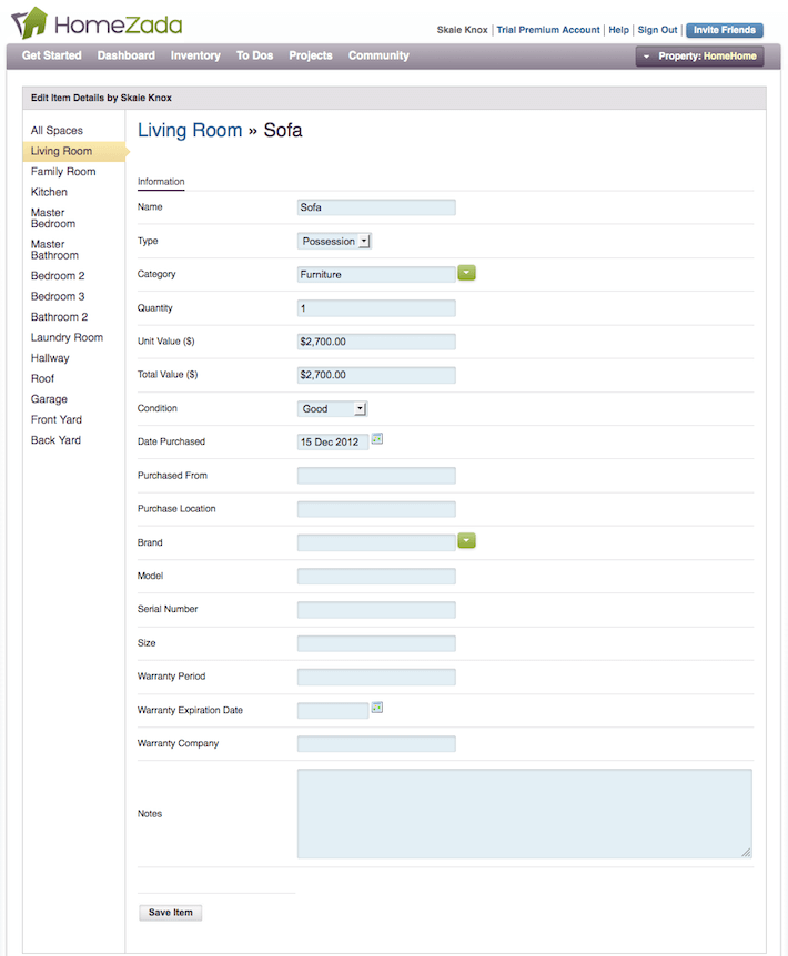 Homezada Home Inventory Software Is The Whole Enchillada - HomeJelly