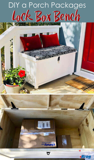 How to DIY a Porch Packages Lock Box Bench - HomeJelly